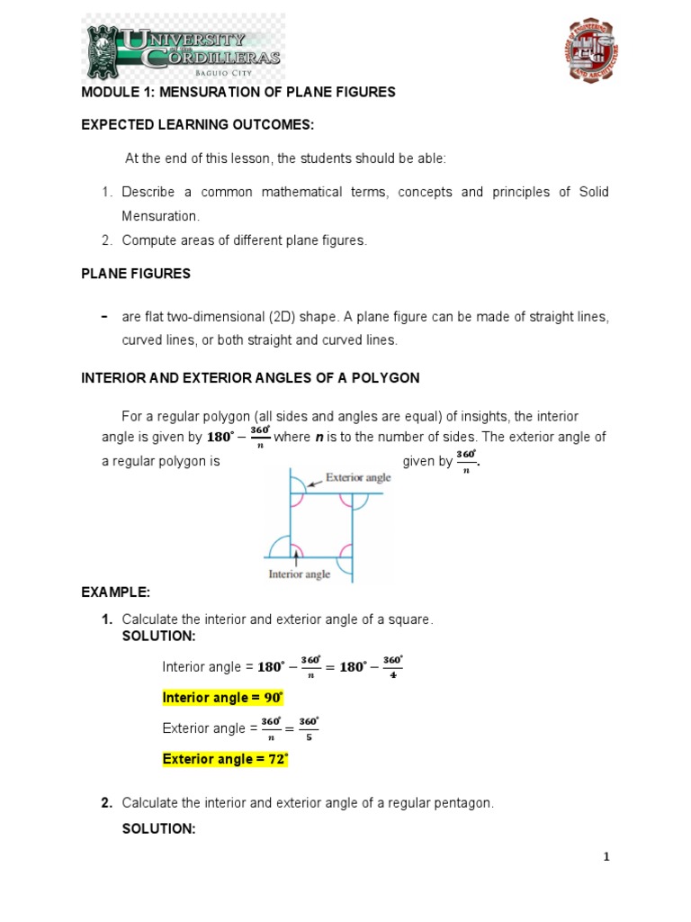Mensuration of Plane Figures Guide | PDF | Area | Circle
