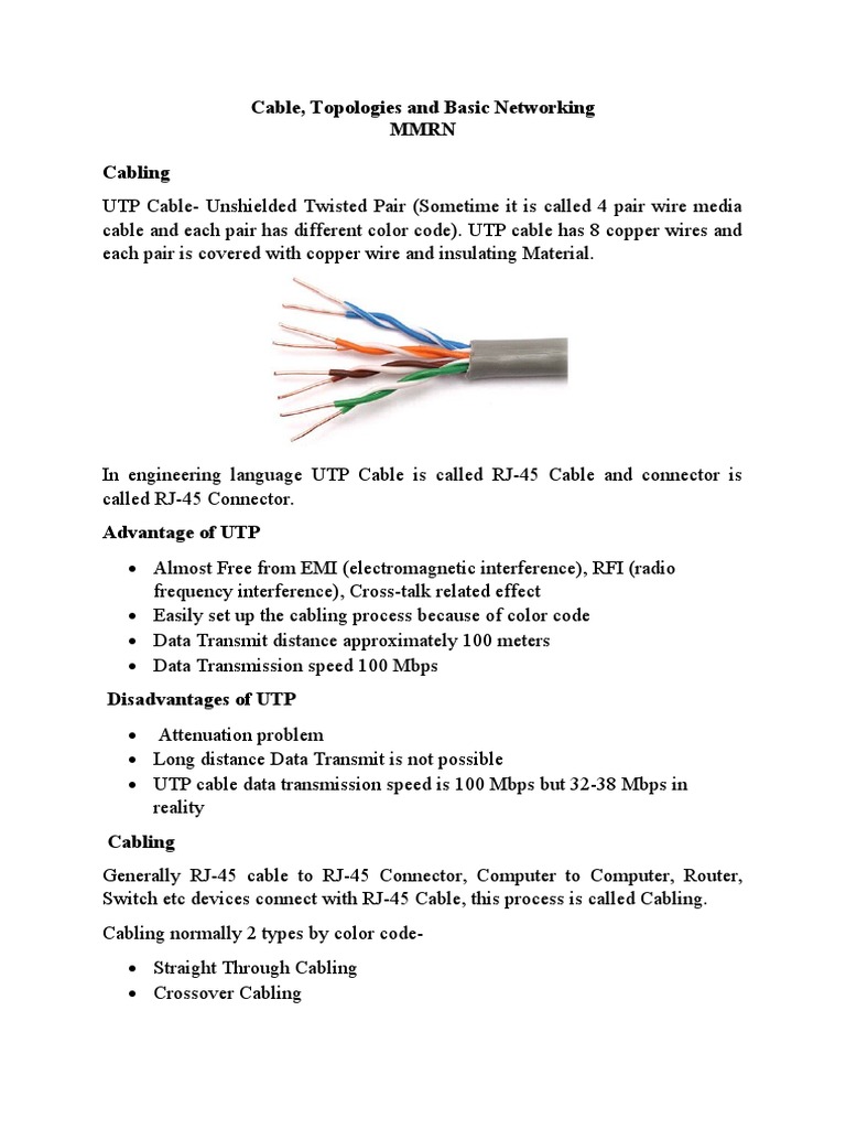 Cables and Topologies | PDF | Network Topology | Duplex ...