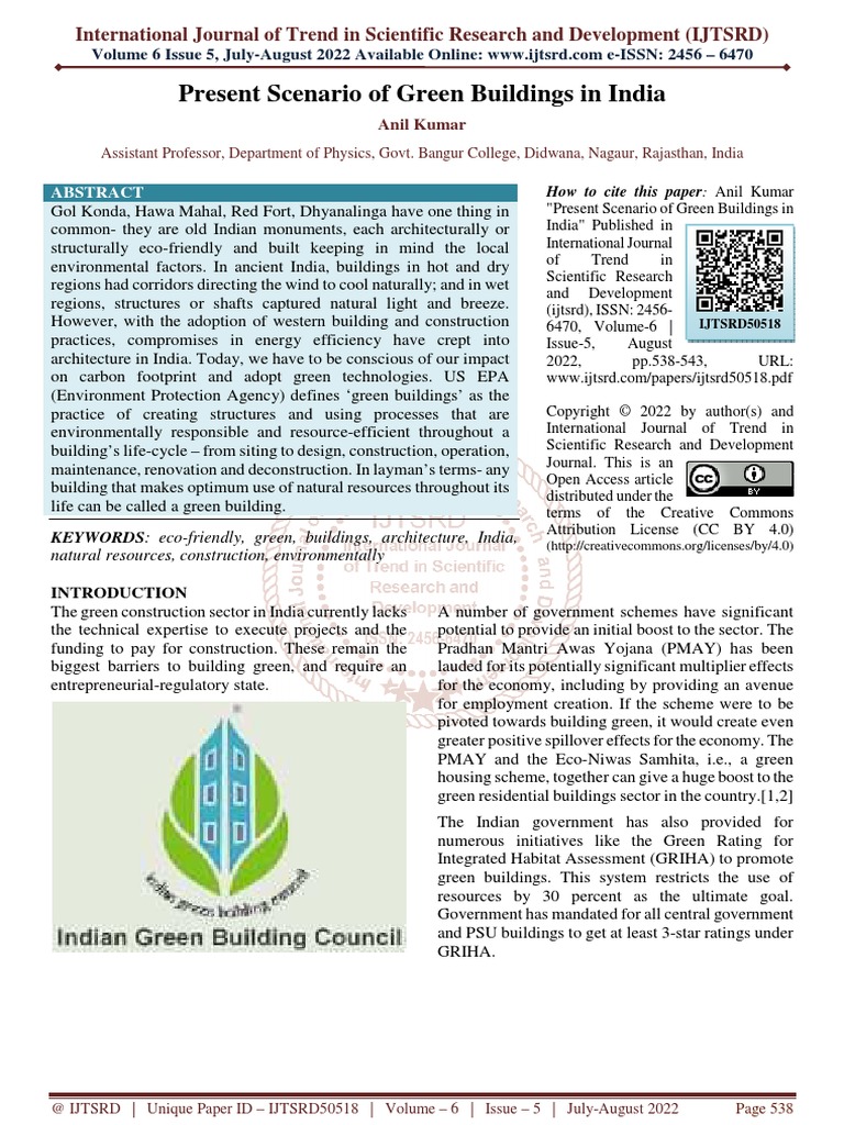 Present Scenario of Green Buildings in India | PDF | Economies
