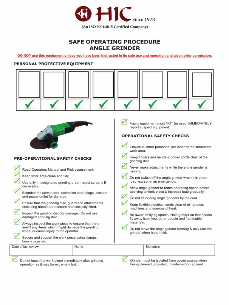 SOP Grinding & Cutting | PDF | Grinding (Abrasive Cutting ...