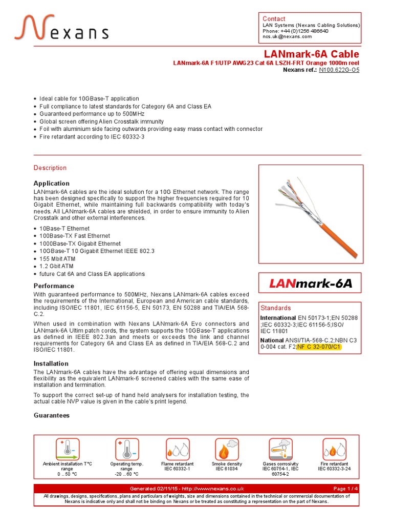 Câble Cat 6A - F-UTP Norme Française | PDF | Telecommunications ...