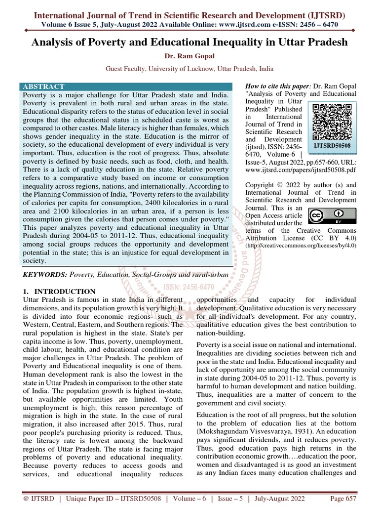 Analysis of Poverty and Educational Inequality in Uttar Pradesh | PDF ...