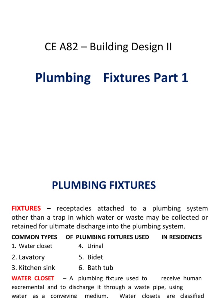 Lesson 3 Plumbing Fixtures Part 1 | PDF | Home | Building Engineering