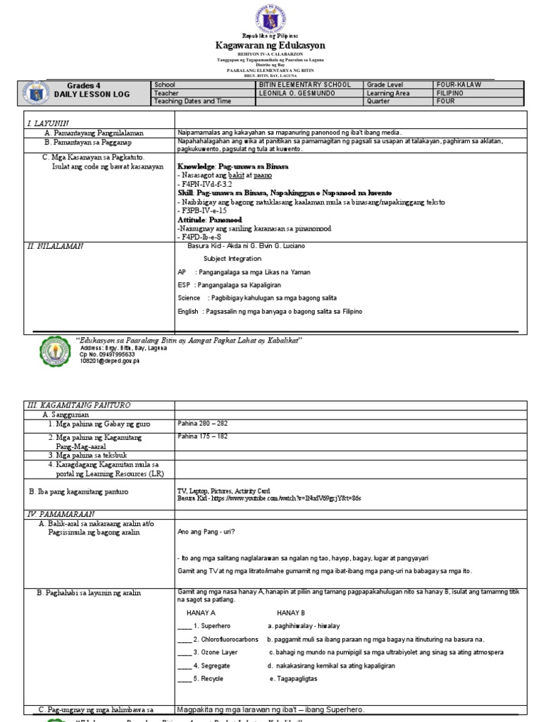 2022-COT-DLP-TEMPLATE-FILIPINO-mame | PDF