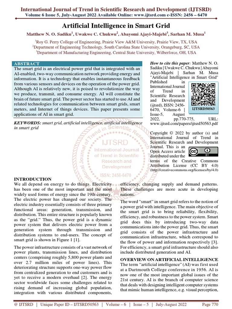 Artificial Intelligence in Smart Grid | PDF | Artificial Intelligence | Intelligence (AI ...