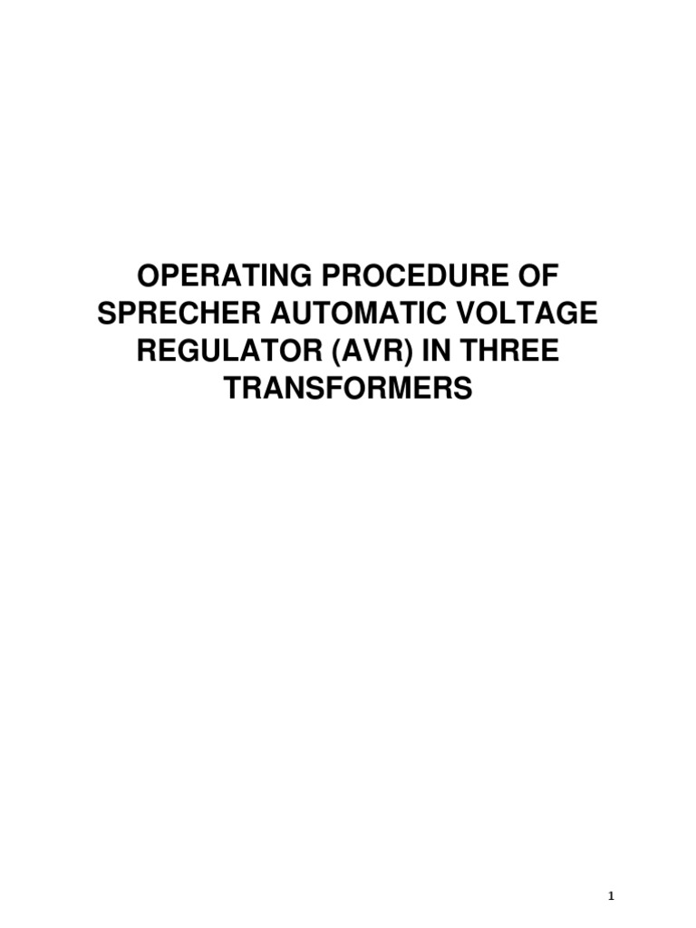 AVR Operation For Three Transformers - MJEC | PDF | Transformer | Power (Physics)