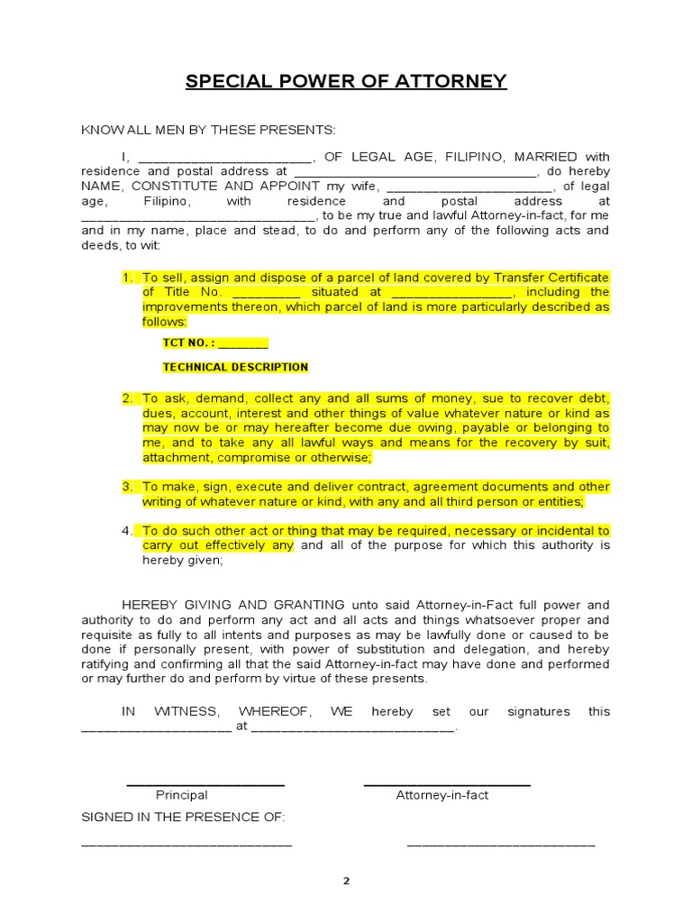 SPA Sample - To Sell Property | PDF | Power Of Attorney | Notary Public