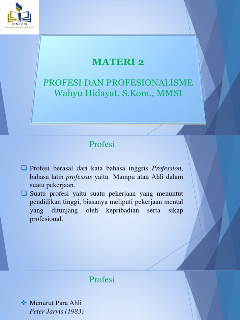 Materi 2 - Profesi Dan Profesionalisme | PDF