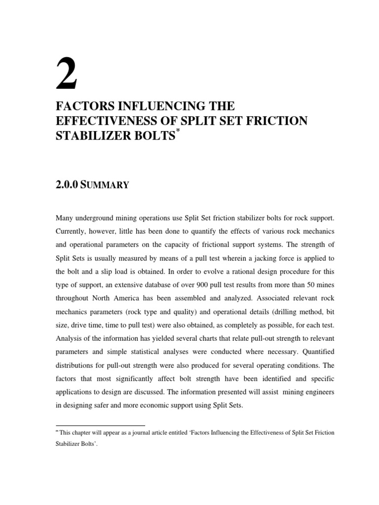 Split Set Bolt Effectiveness Factors | PDF | Screw | Data Analysis