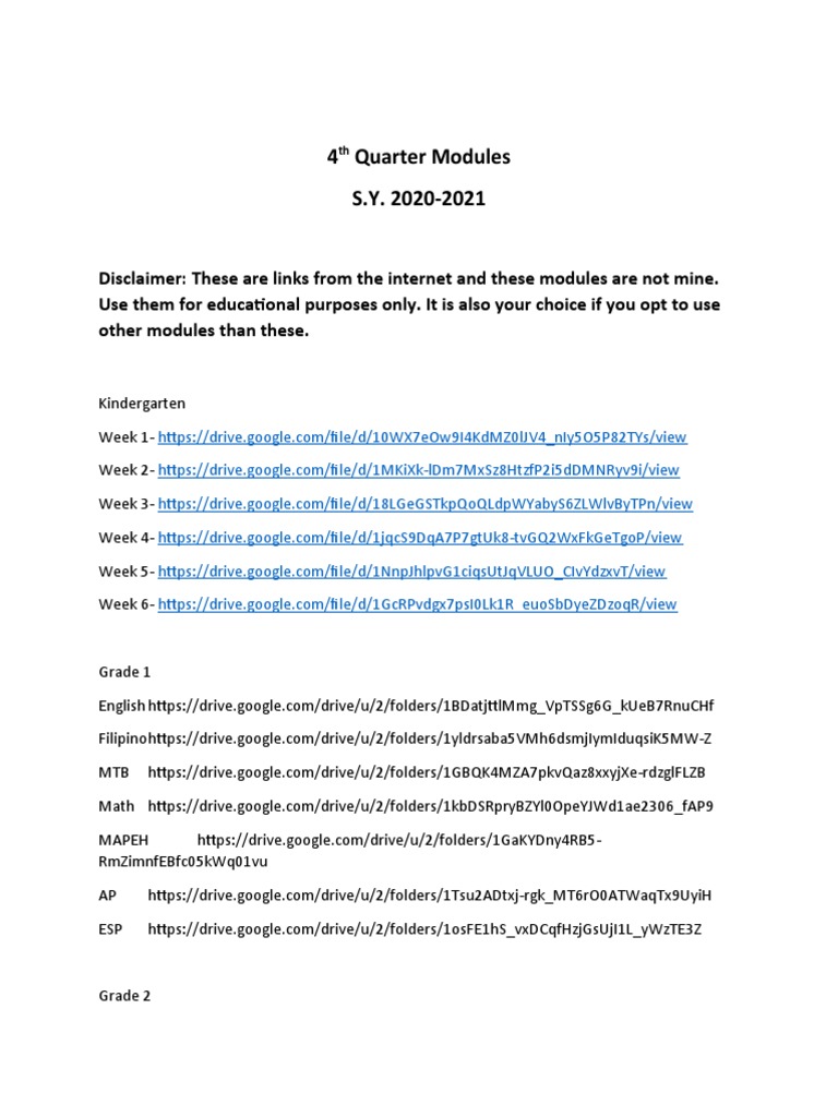 4TH Quarter Modules | PDF | Adolescence | Childhood