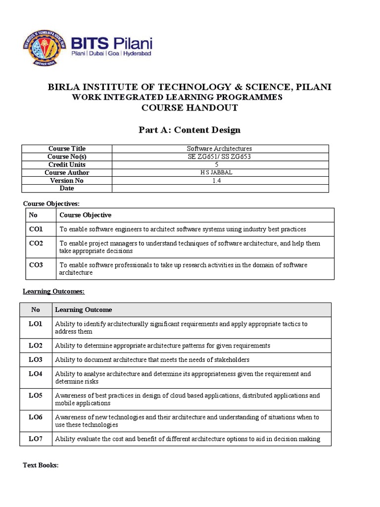 Se Zg651 Course Handout | PDF | Software Architecture | Cloud Computing