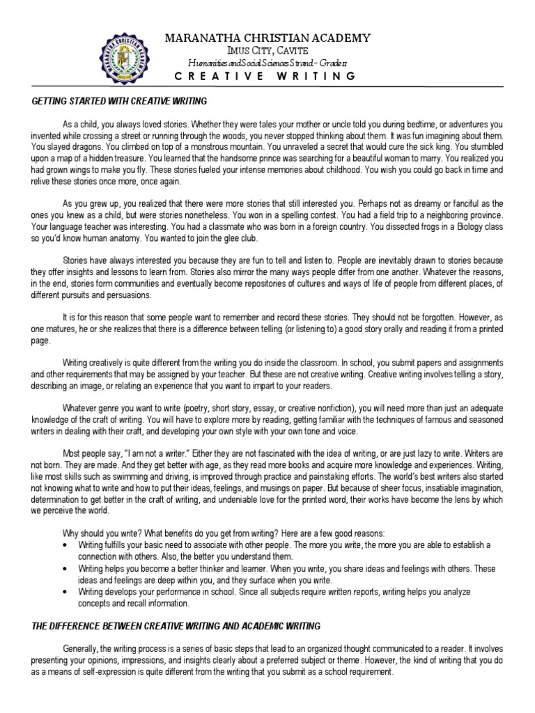 CW 2 Creative Writing | PDF | Poetry | Essays