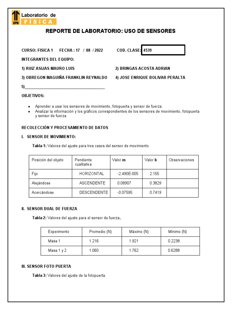 Reporte Lab Fisi1 S01 Us | PDF | Science