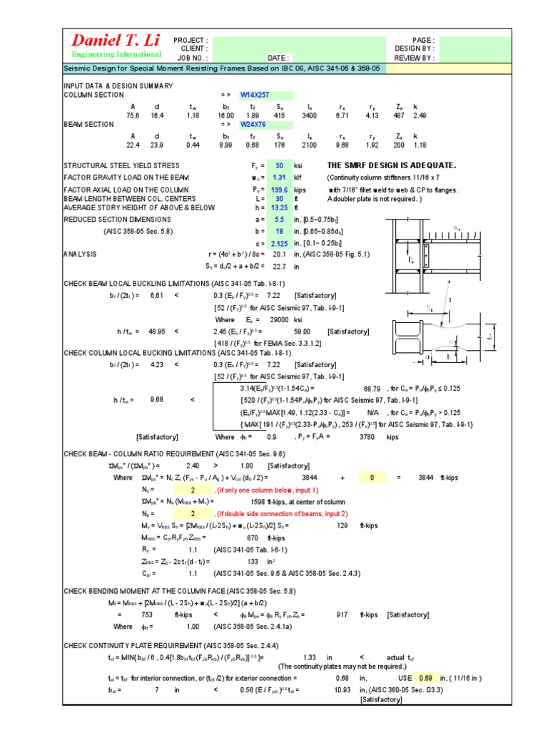SMRF Ibc | PDF | Beam (Structure) | Buckling