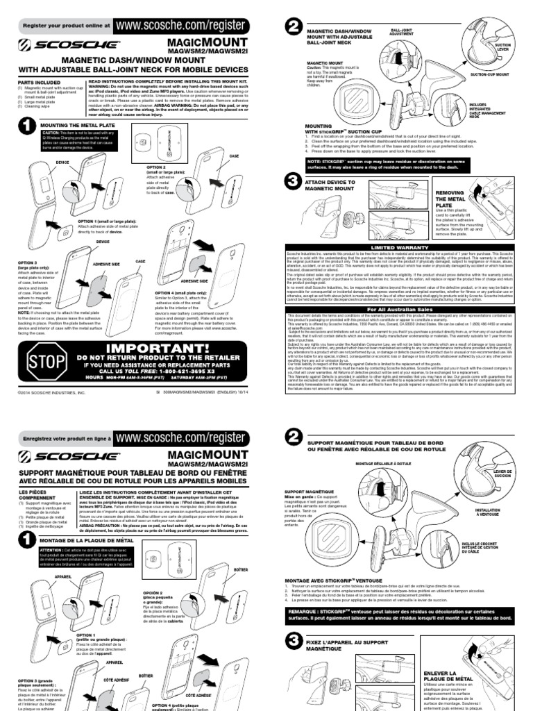 Scosche MAGWSM2 MAGWSM21 Magic Mount Magnetic Dash Window Mount With ...
