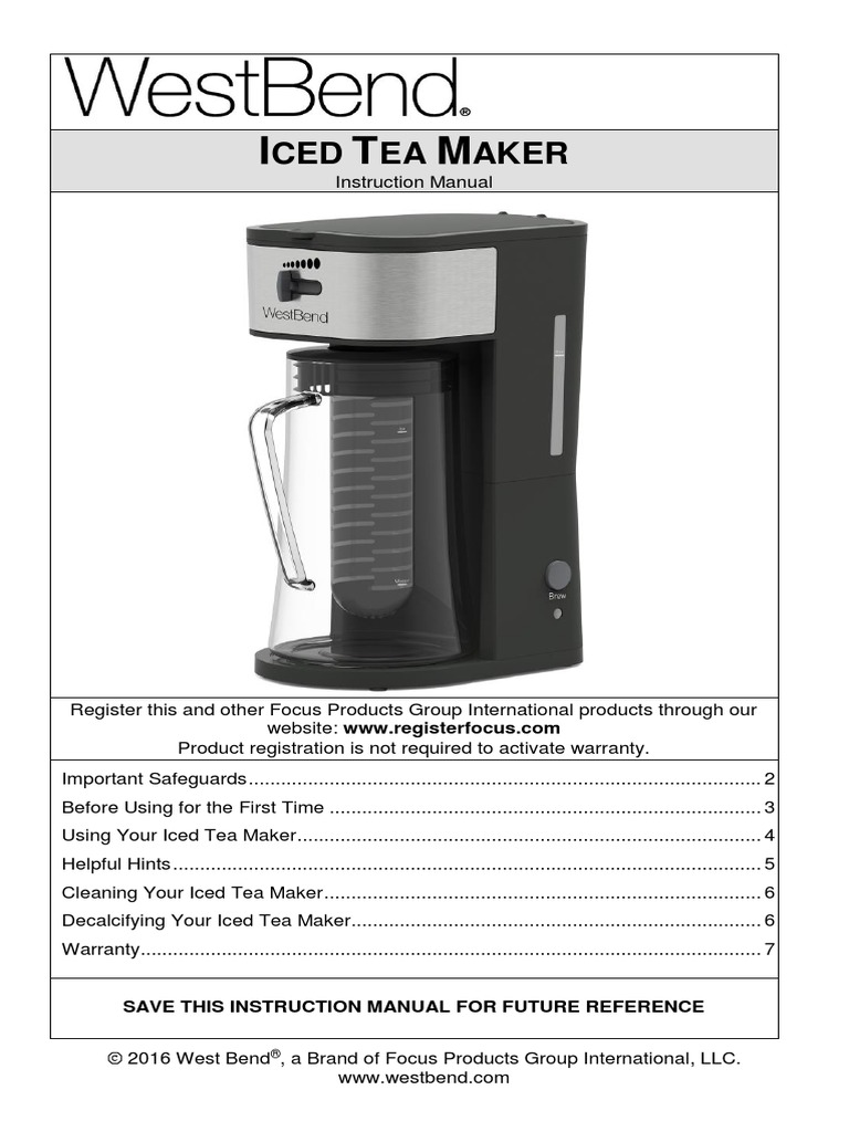 WestBend L5738 Iced Tea Maker Instruction Manual EN | PDF