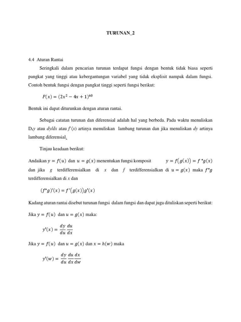 Materi BAB 4. TURUNAN - 2 | PDF