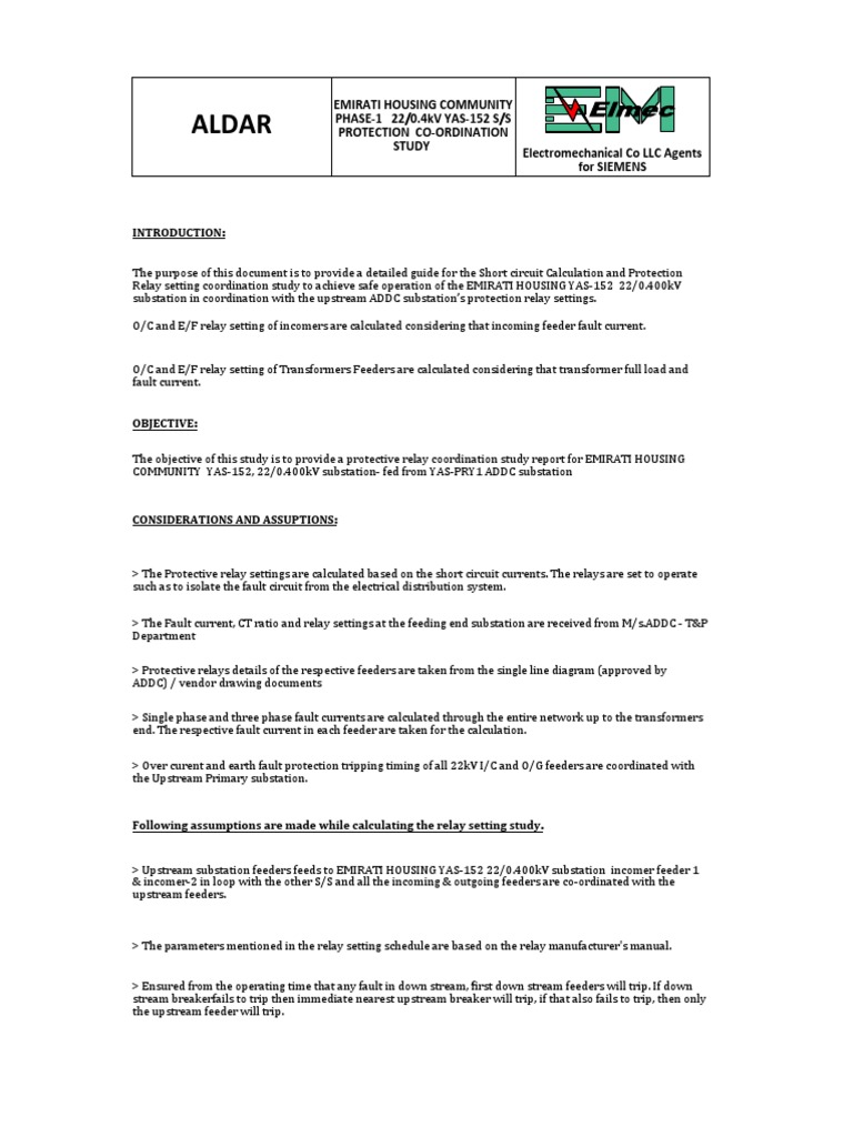 Relay Setting Calculation-NPC-Yas152 | PDF | Electrical Substation ...