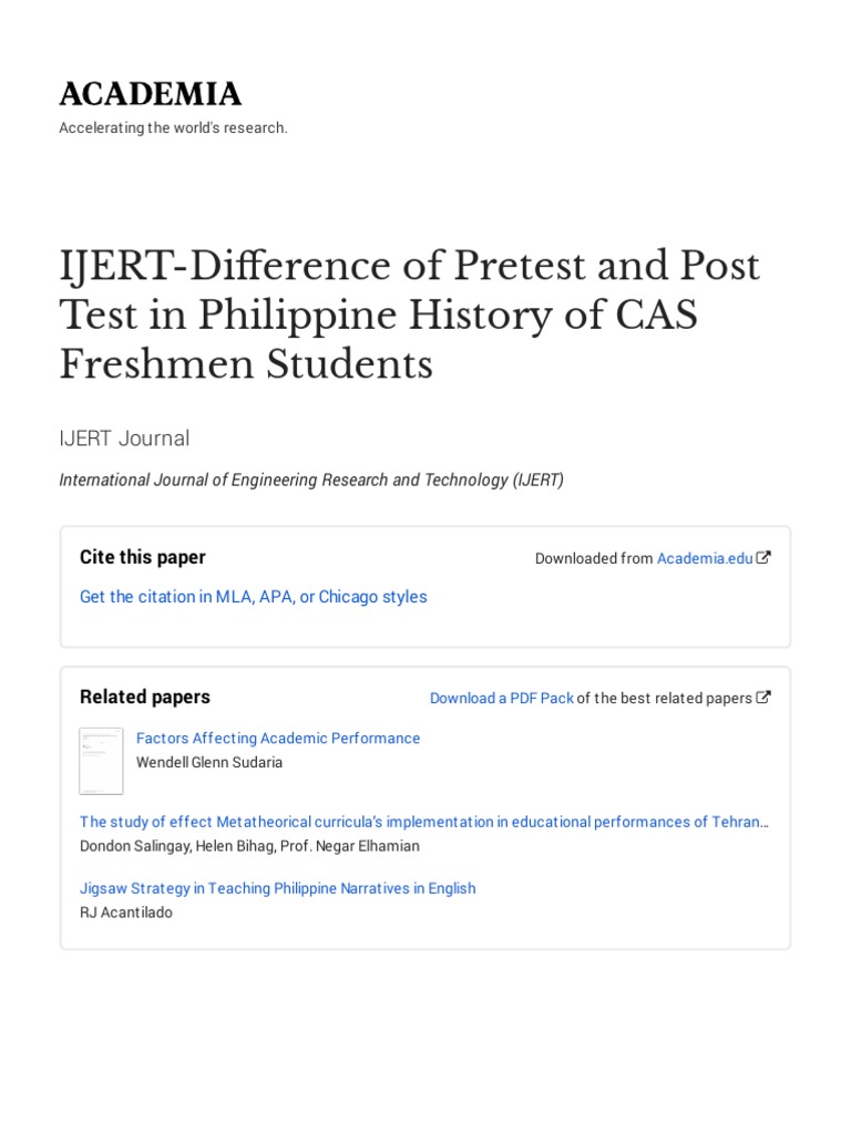 Pretest-Posttest Analysis in Philippine History | PDF | Teaching Method ...