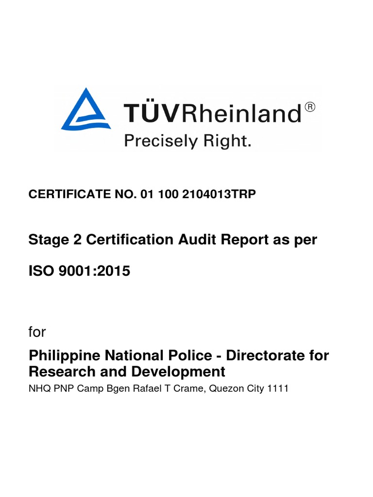 B PNP DRD CA2 Audit Report | PDF | Audit | Iso 9000