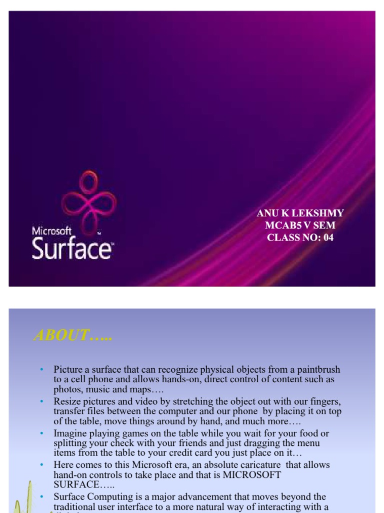 Microsoft Surface | PDF | Graphical User Interfaces | Computer Engineering
