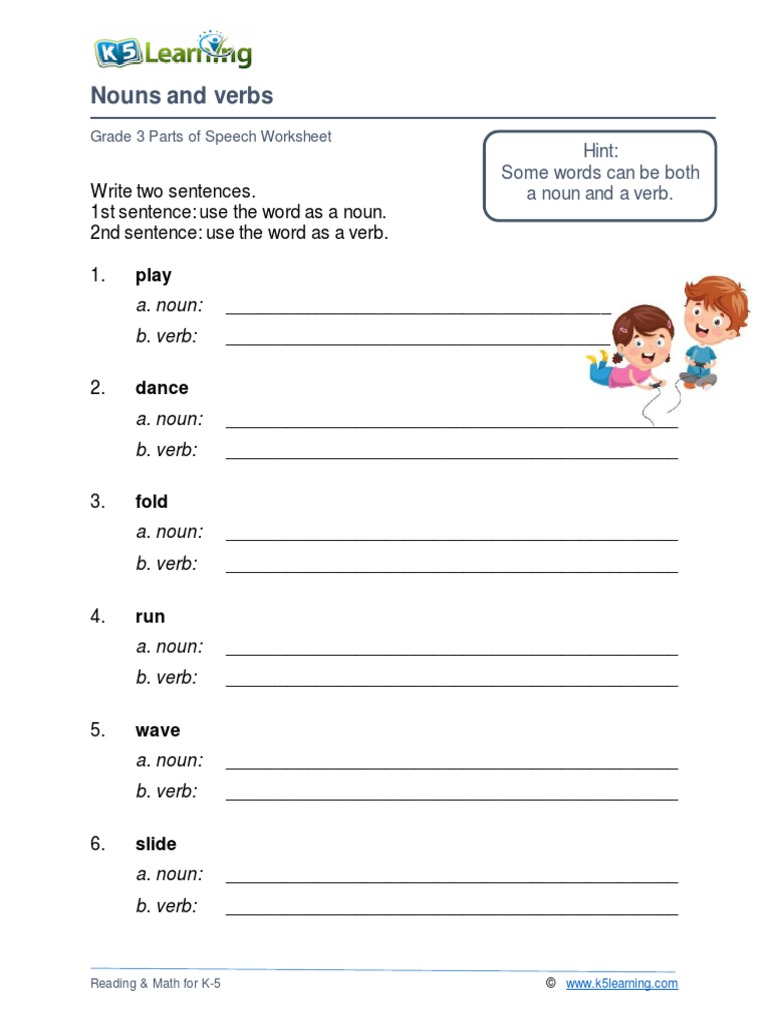 Grade 3 Nouns That Are Verbs A | PDF | Language Arts & Discipline