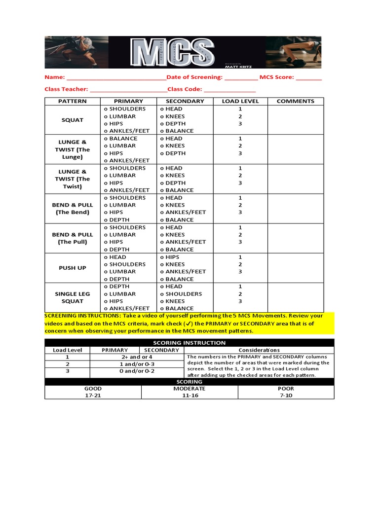 Movement Competency Screen | PDF | Recreation