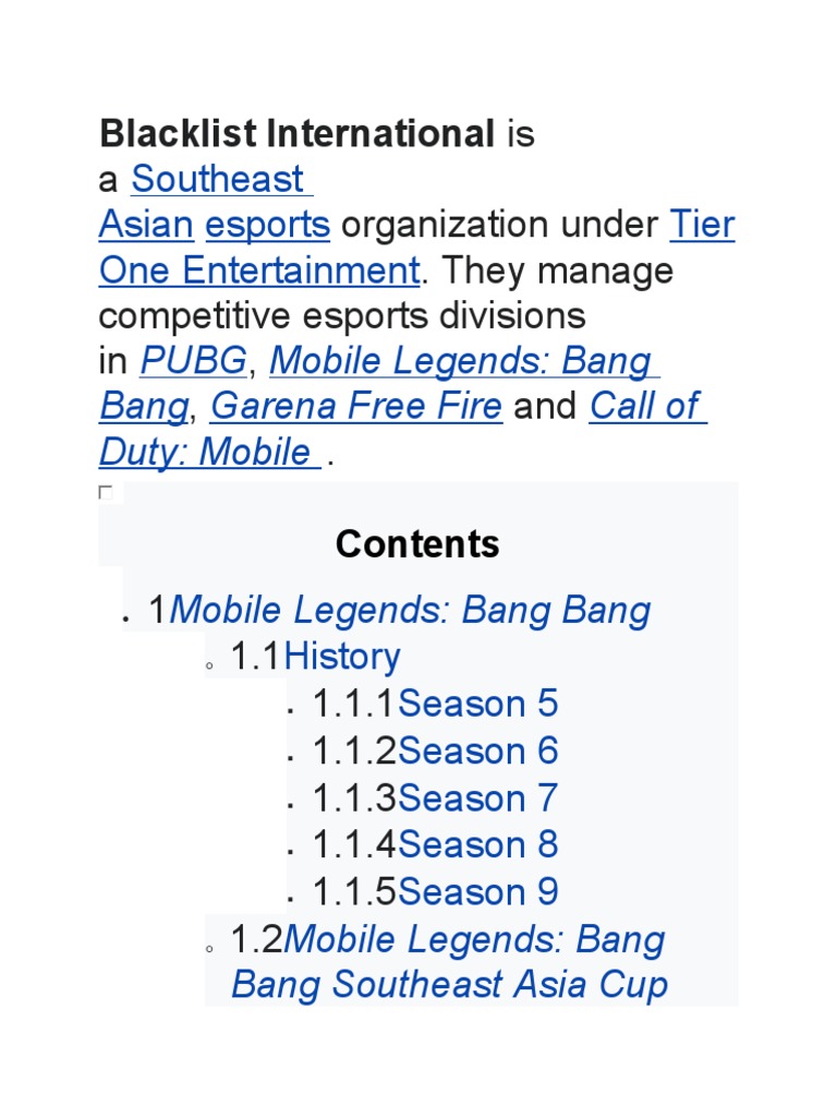 Blacklist International | PDF