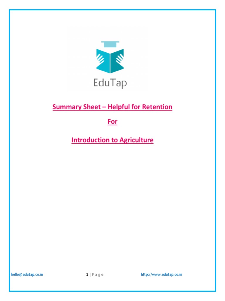 Agriculture Summary Sheet for Revision | PDF | Agriculture | Green ...