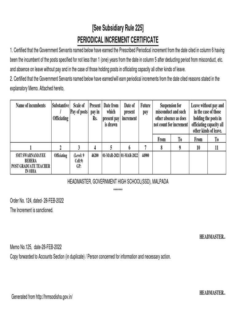 Periodical Increment | PDF | Government