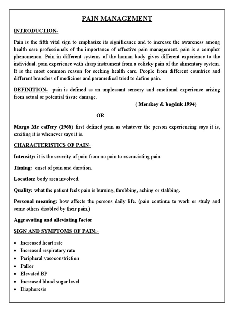 PAIN MANAGEMENT | PDF | Pain | Peripheral Neuropathy