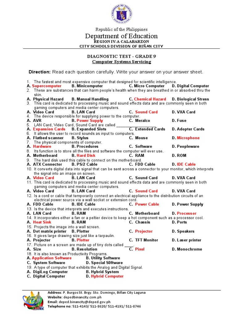 Grade 9 Diagnostic | PDF | Art | Technology & Engineering