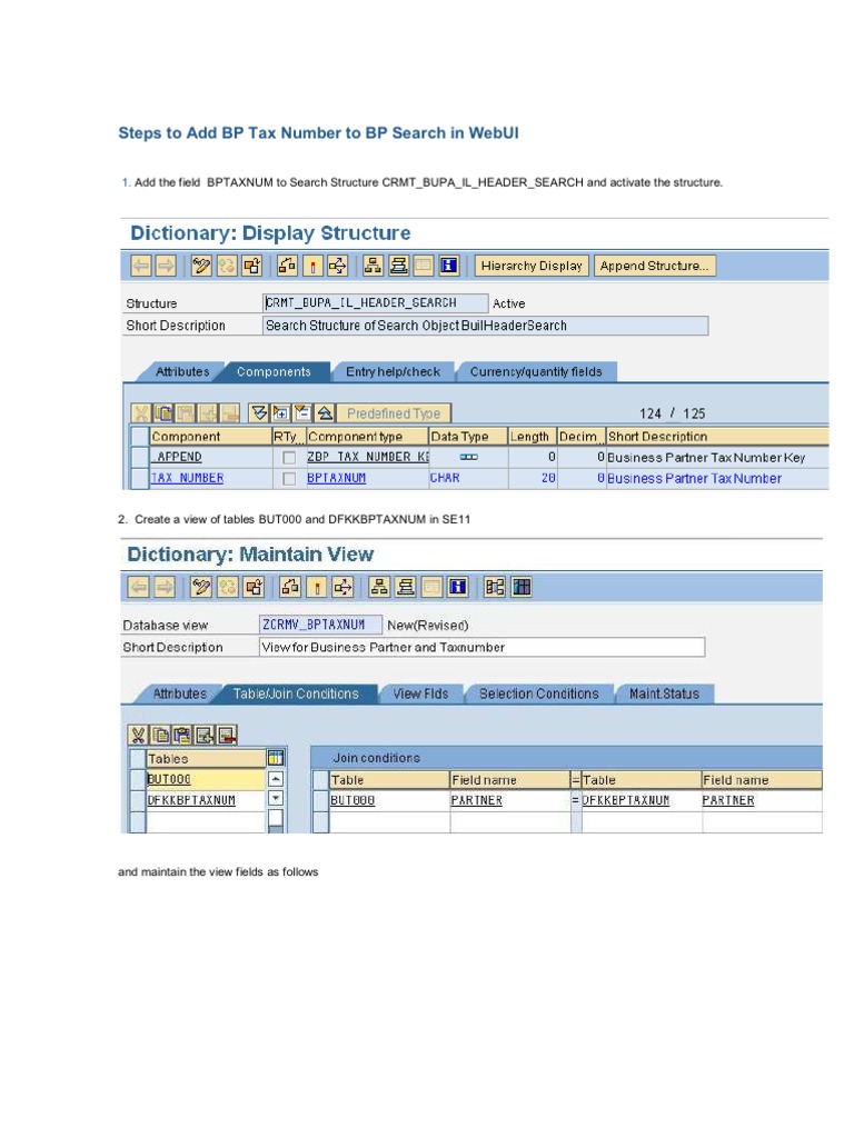 Steps To Add BP Tax Number To BP Search in WebUI | PDF