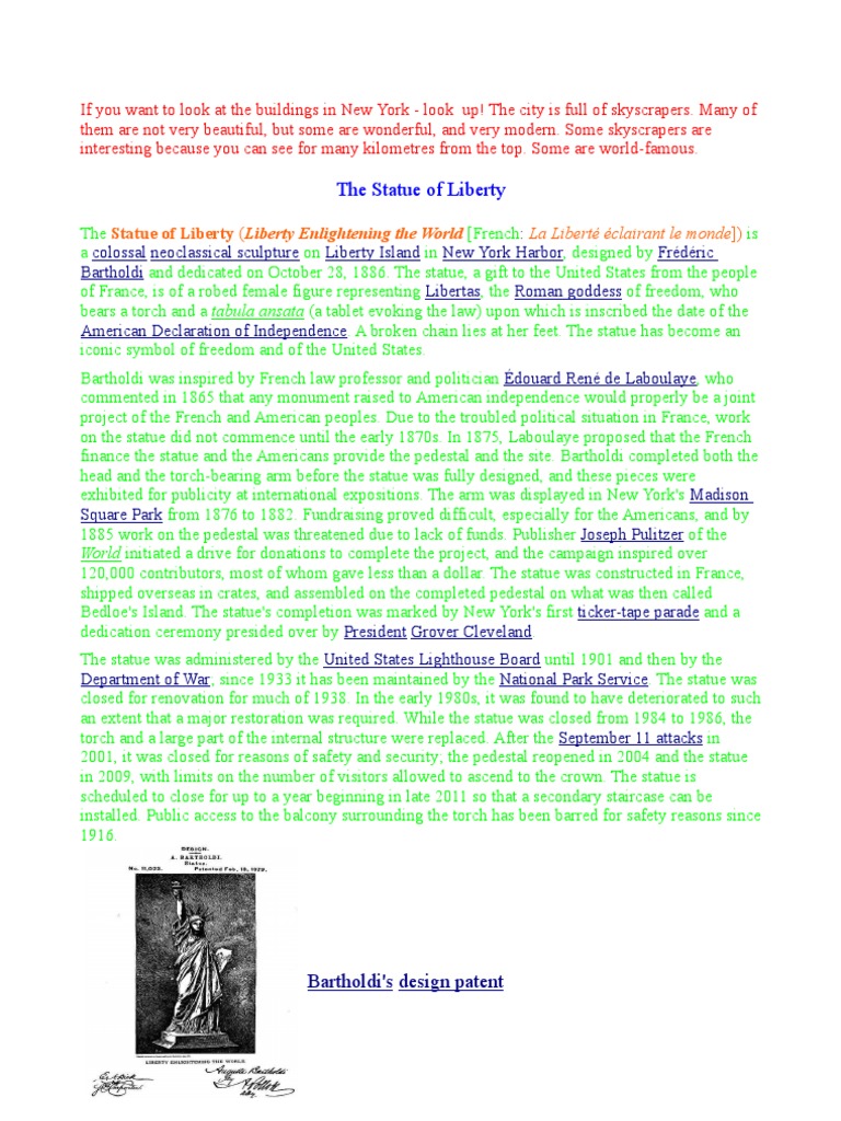 Statue of Liberty | PDF | Sculpture