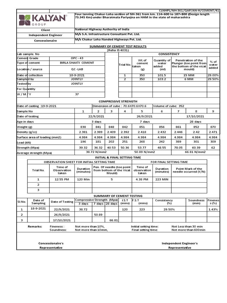 Cement Testing Week No 37 | PDF | Building Engineering | Civil Engineering