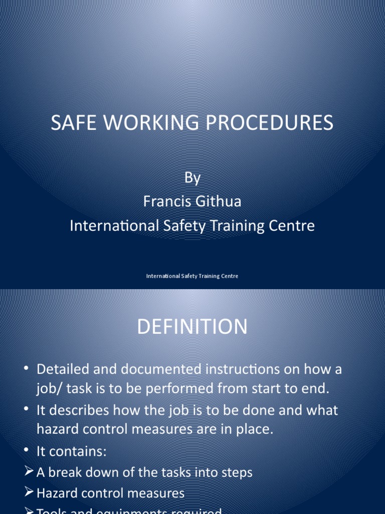 Safe Working Procedures 2 | PDF | Risk | Safety