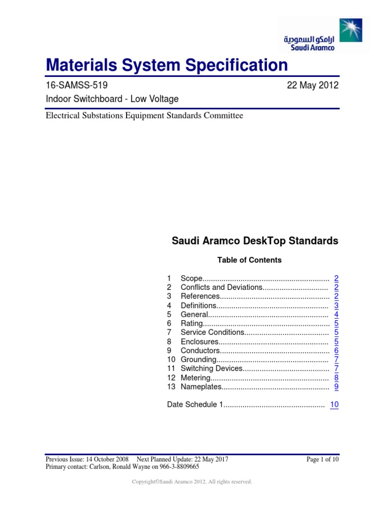 16-Samss-519 Indoor Switchboard | PDF | Electrical Connector | Switch