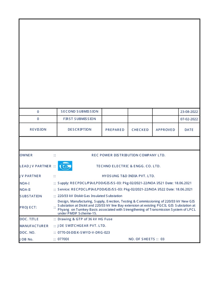 Drg. & GTP - R1 - 36 KV HG Fuse - Diskit | PDF | Insulator (Electricity ...