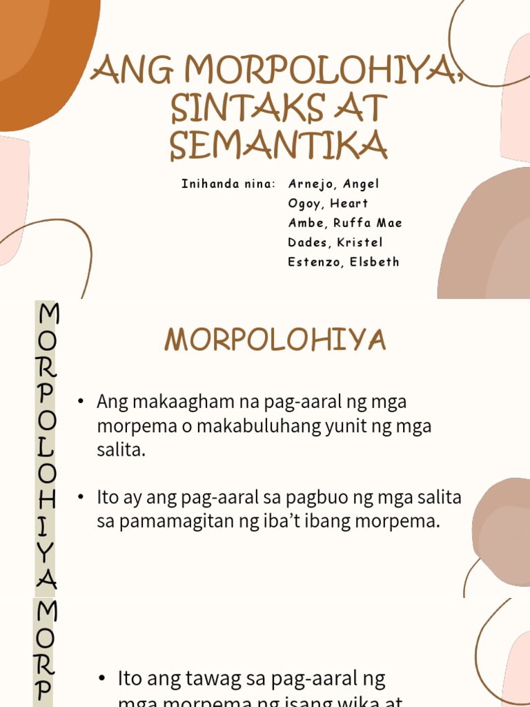 Ang Morpolohiya, Sintaks at Semantika | PDF