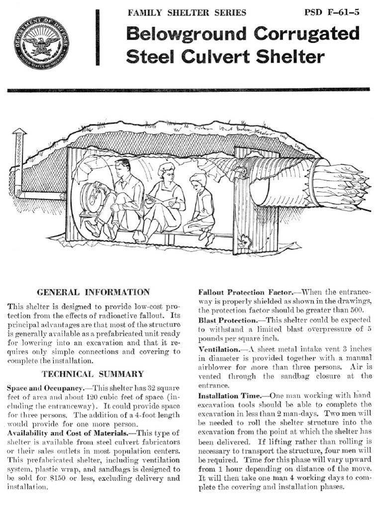 Shelter Nuclear Below Ground Culvert Shelter | PDF