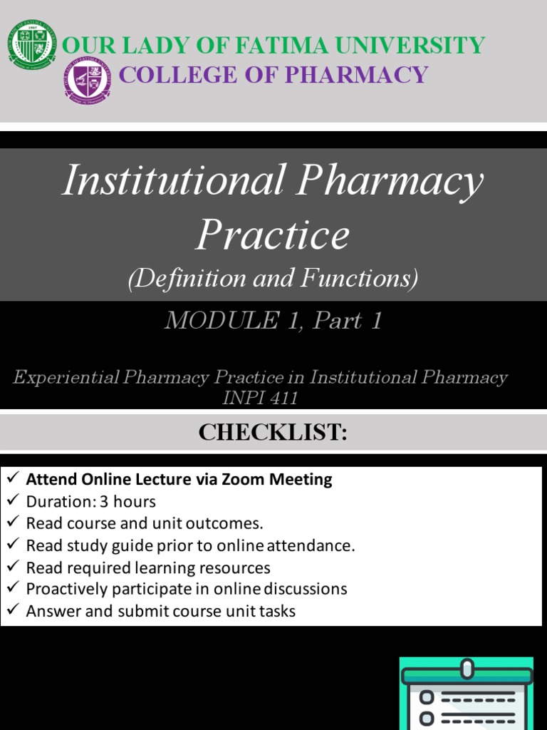 INPI 411 PPT - Module 1, Part 1 | Download Free PDF | Pharmacy | Pharmacist