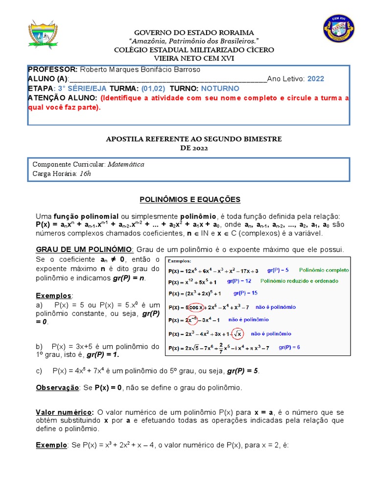 Apostila 3° Ano Eja | PDF | Número complexo | Álgebra