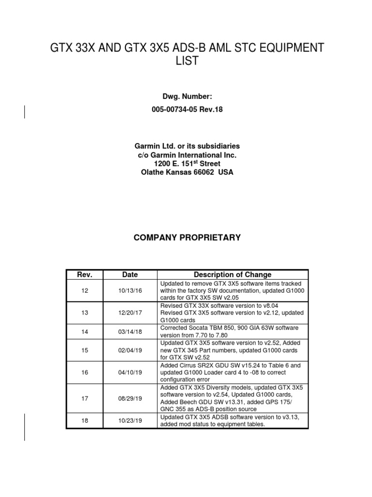 GARMIN GTX330 ADS-B Equipment List | PDF | Aerospace Engineering | Wireless