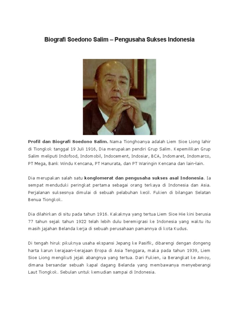 Biografi Soedono Salim, Pendiri Grup Salim | PDF | Politik