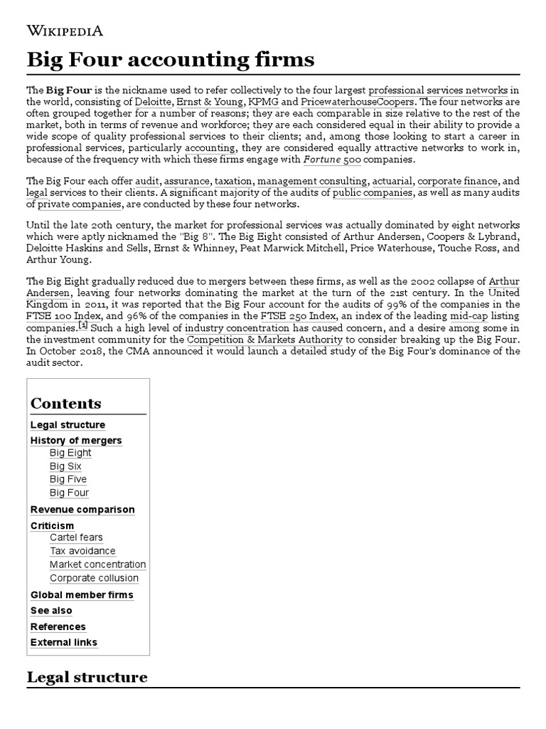 Big Four Accounting Firms - Wikipedia | PDF | Financial Services ...