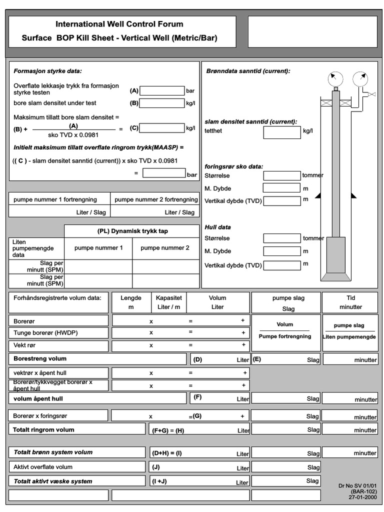 Surface Vertical Kill Sheet - Norwegian BL | PDF