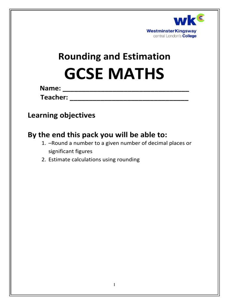 Rounding and Estimation Workpack | PDF | Significant Figures | Computational Science