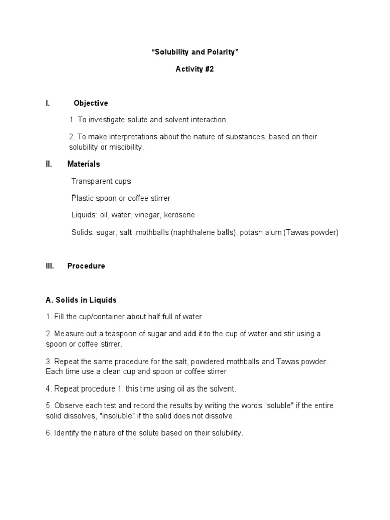 Solubility and Polarity | Download Free PDF | Solubility | Solvent