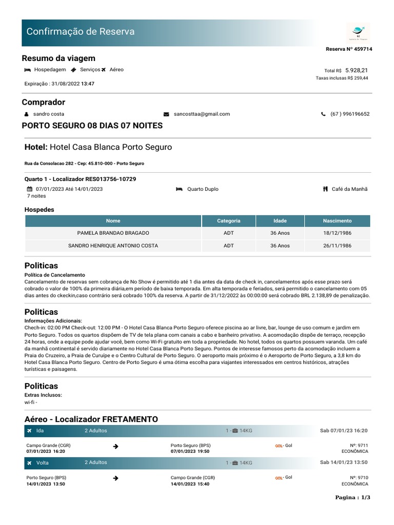 Confirmacao de Reserva | PDF | Hotel | Porto