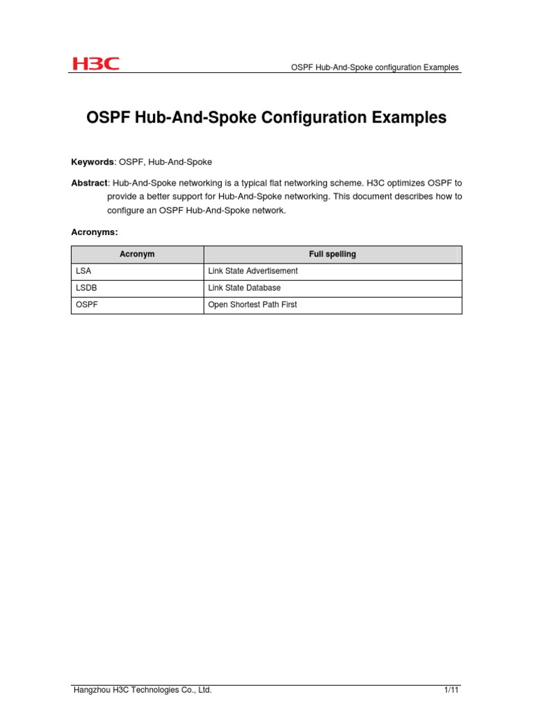 OSPF Hub-And-Spoke Configuration Examples | PDF | Router (Computing ...